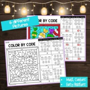 Christmas Counting Money Color by Code with Dimes, Nickels, and Pennies ...