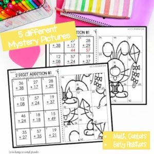 Spring Two-Digit Addition with Regrouping Mystery Pictures - Teaching ...