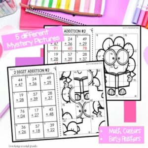 Spring Two-Digit Addition with Regrouping Mystery Pictures - Teaching ...