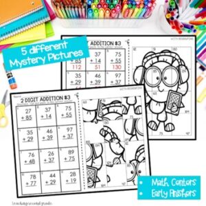 Spring Two-Digit Addition with Regrouping Mystery Pictures - Teaching ...