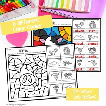 Consonant Blends Color by Code with L, S, and R Blends - Teaching Ideas ...