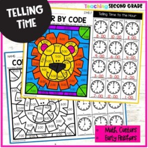Telling Time to the Hour and Half Hour Color by Code - Teaching Ideas ...