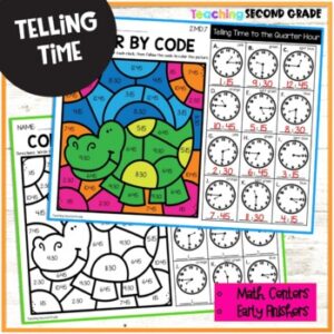 Telling Time to the Nearest 5 Minutes and Quarter Hour Color by Code ...