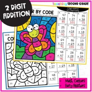 2 Digit Addition with Regrouping Color Code - Teaching Ideas Made Easy