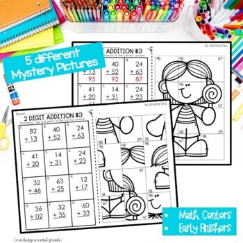 Two-Digit Addition without Regrouping Mystery Pictures - Teaching Ideas ...