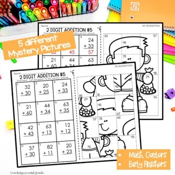 Two-Digit Addition without Regrouping Mystery Pictures - Teaching Ideas ...