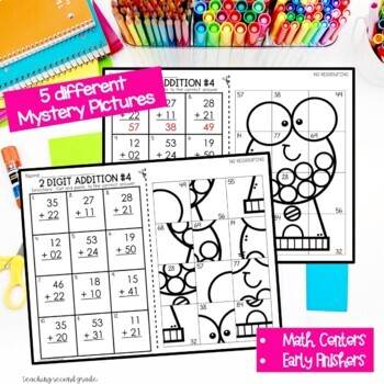 Two-Digit Addition without Regrouping Mystery Pictures - Teaching Ideas ...