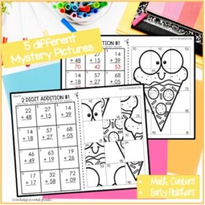 Two Digit Addition with Regrouping Mystery Pictures - Teaching Ideas ...
