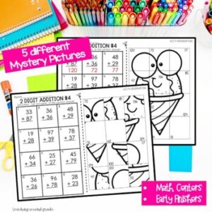 Two Digit Addition with Regrouping Mystery Pictures - Teaching Ideas ...