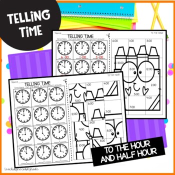 Telling Time to the Hour and Half Hour Mystery Pictures - Teaching ...