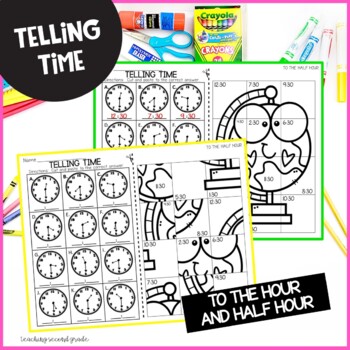 Telling Time to the Hour and Half Hour Mystery Pictures - Teaching ...
