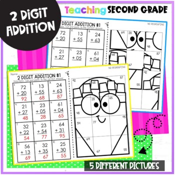 Two Digit Addition without Regrouping Mystery Pictures - Teaching Ideas ...