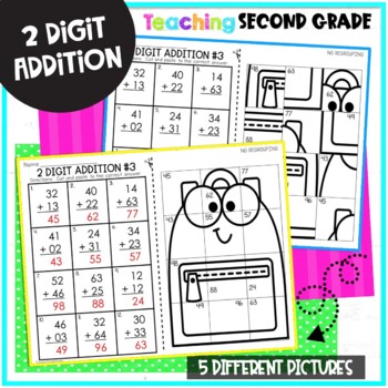 Two Digit Addition without Regrouping Mystery Pictures - Teaching Ideas ...