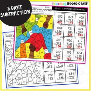 3 Digit Subtraction with Regrouping Color by Code - Teaching Ideas Made ...
