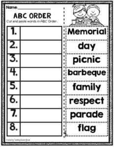 Abc Order Through the Year Cut and Paste Worksheets - Teaching Ideas ...