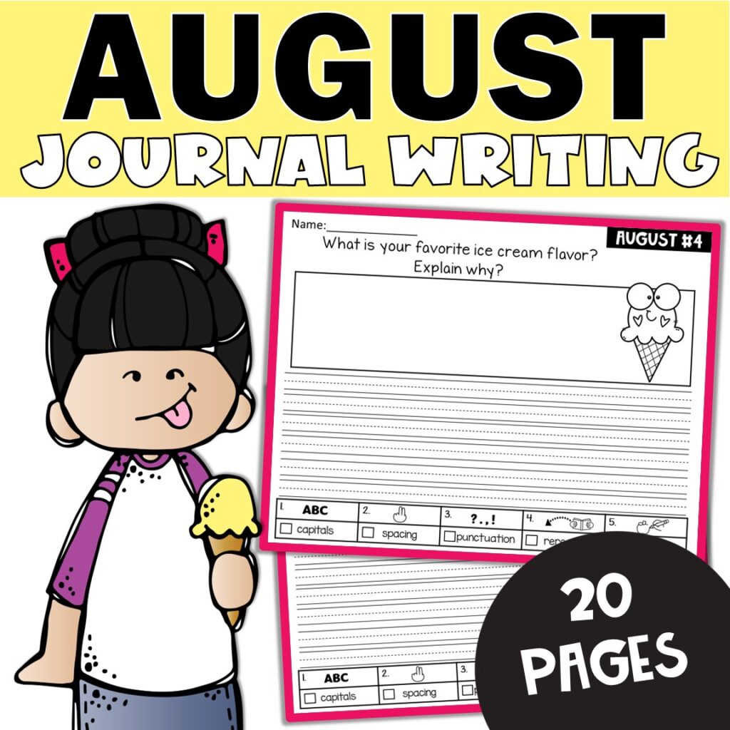 August Daily Journal Writing Prompts - Teaching Ideas Made Easy