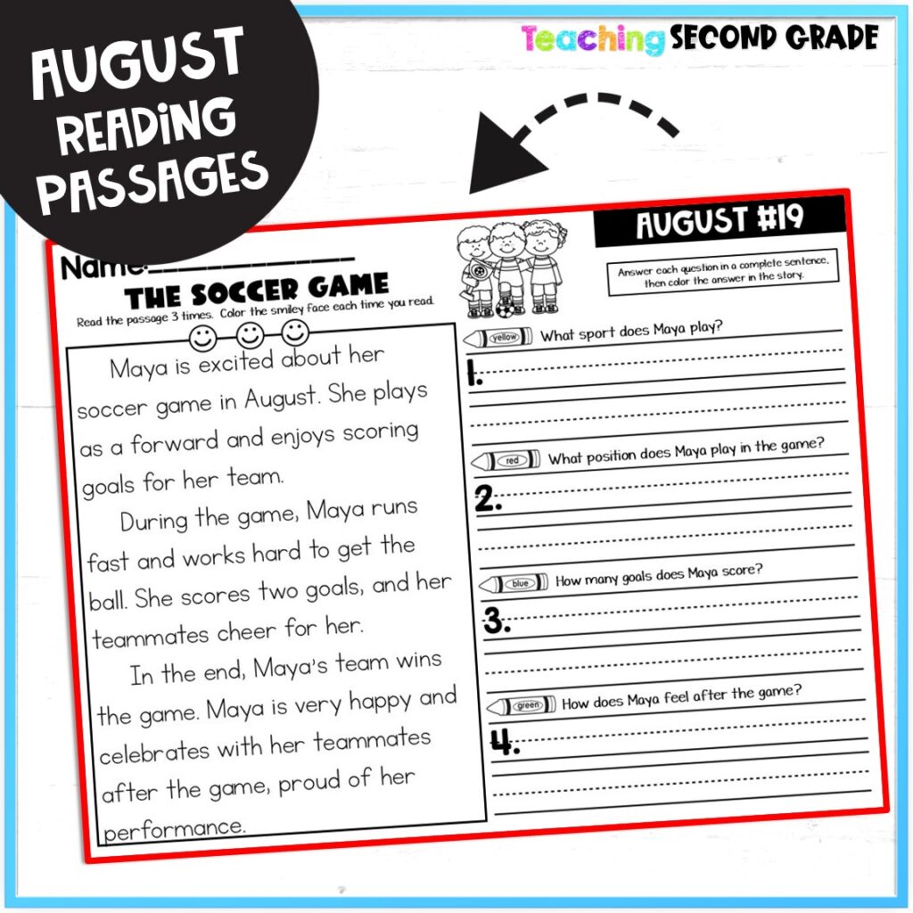 August Reading Passages for 2nd Grade - Teaching Ideas Made Easy