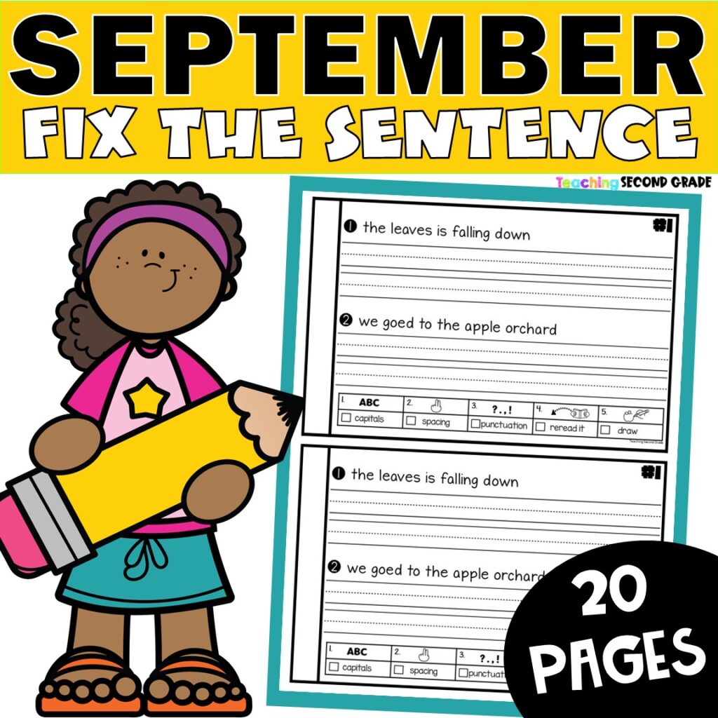 September Fix the Sentence Worksheets, Sentence Editing, Daily Oral ...