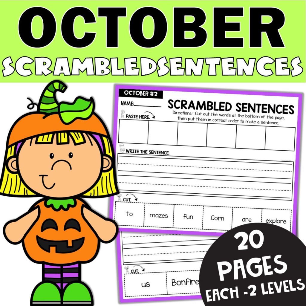 October Scrambled Sentences - Teaching Ideas Made Easy