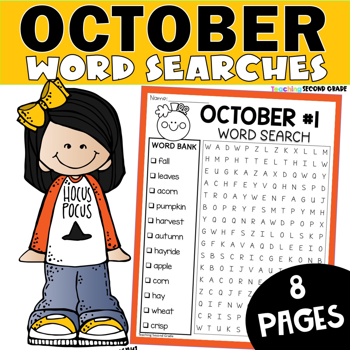 October Word Search Packet with Halloween and Fall Words - Teaching ...