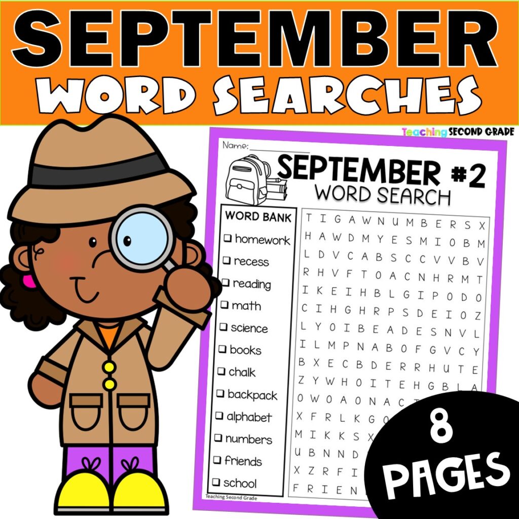 September Word Search Packet - Teaching Ideas Made Easy