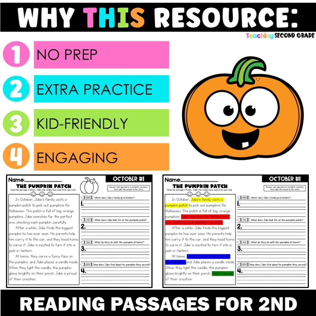 October Reading Passages for 2nd Grade - Teaching Ideas Made Easy
