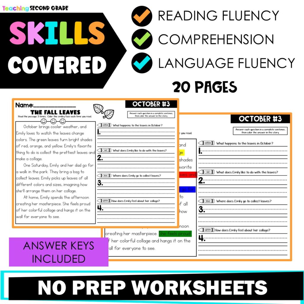 October Reading Passages for 2nd Grade - Teaching Ideas Made Easy
