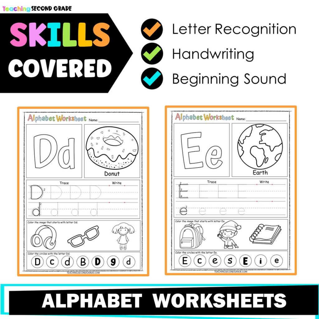 26-Page Alphabet Worksheets : Trace, Write, Letter Sounds & Coloring ...