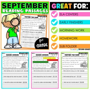 September Reading Passages 1st Grade with Comprehension Questions and ...