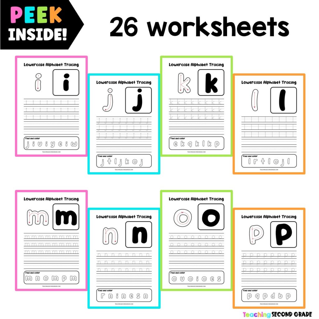 26-Page Alphabet Lowercase Letters Handwriting Worksheets - Teaching ...