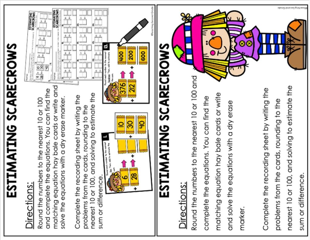 Thanksgiving Estimation Math Center Recording Worksheet 2nd Game Fall ...