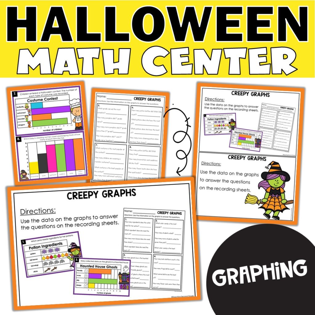 Halloween Graphs Math Center 1st 2nd Grade - Graphing Activities Bar ...