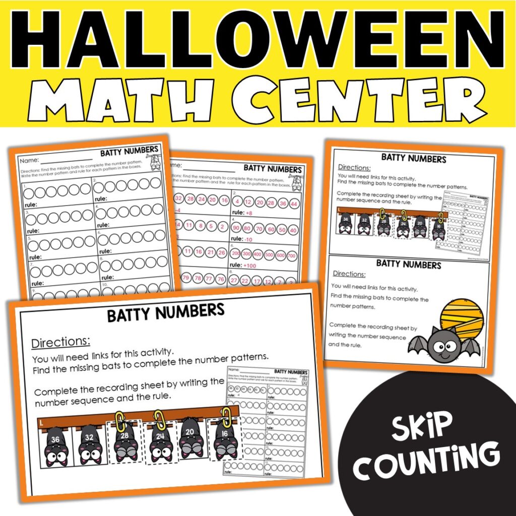 Halloween Skip Count Math Center 1st and 2nd Grade - Teaching Ideas ...