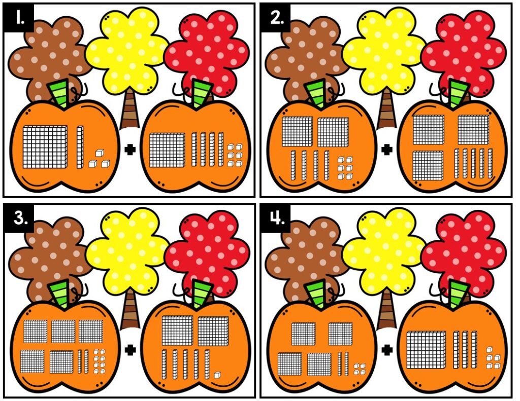Thanksgiving Place Value Center Recording Worksheet 2nd Game Fall Base ...