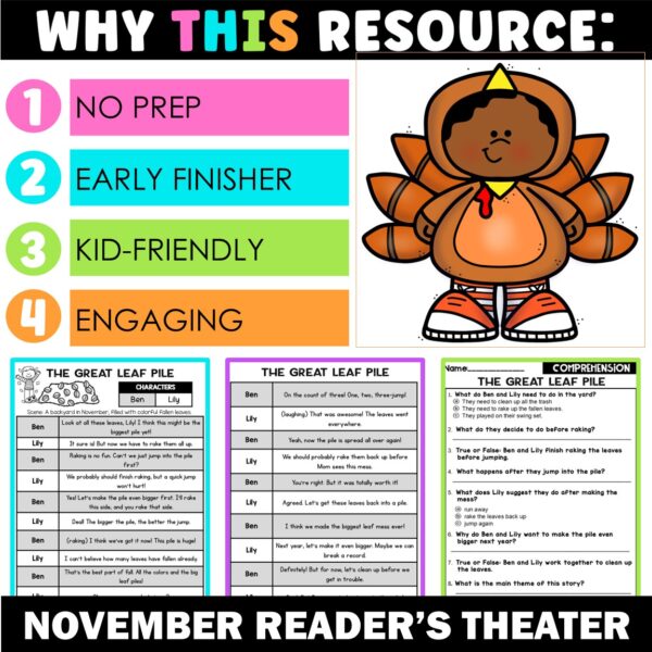 November Reader's Theater Bundle for 1st and 2nd Grade | 5 Stories ...