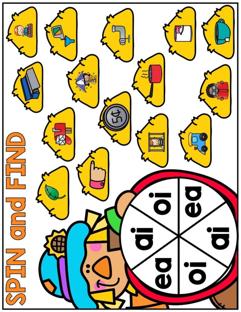 Thanksgiving Vowel Teams Phonics Center Recording Worksheet 1st 2nd ...