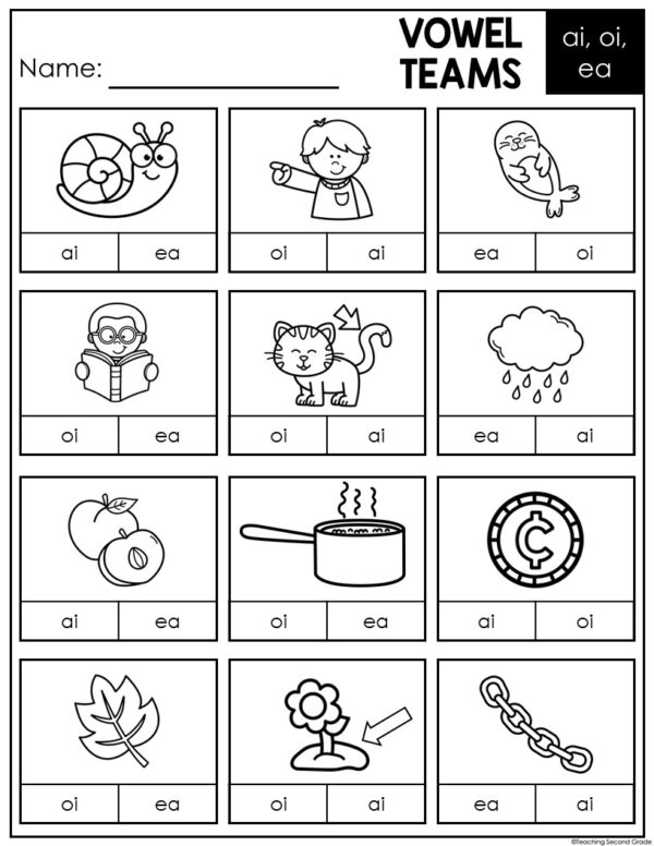 Thanksgiving Vowel Teams Phonics Center Recording Worksheet 1st 2nd ...