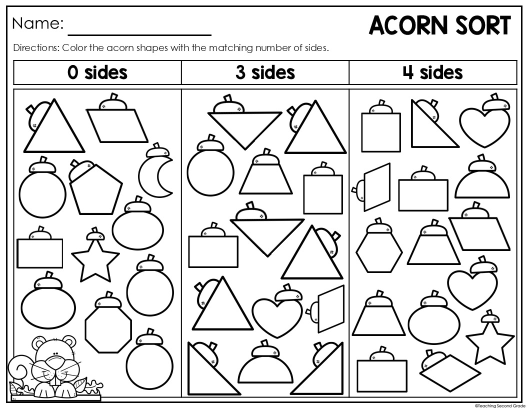 Thanksgiving 2D Shapes Sorting Math Center Recording Worksheet 1st 2nd ...