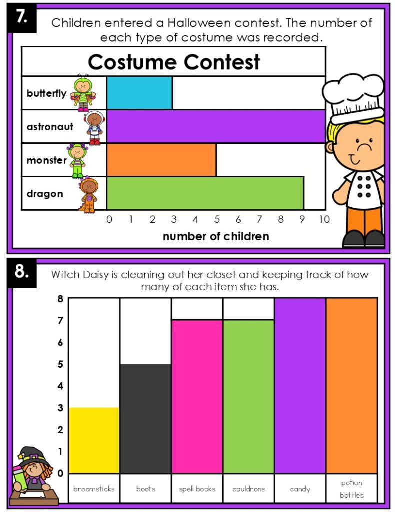 Halloween Graphs Math Center 1st 2nd Grade - Graphing Activities Bar ...