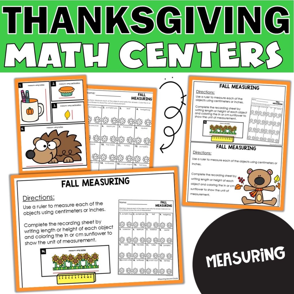 Thanksgiving Measuring Fluency Center Worksheet 2nd Game Fall ...