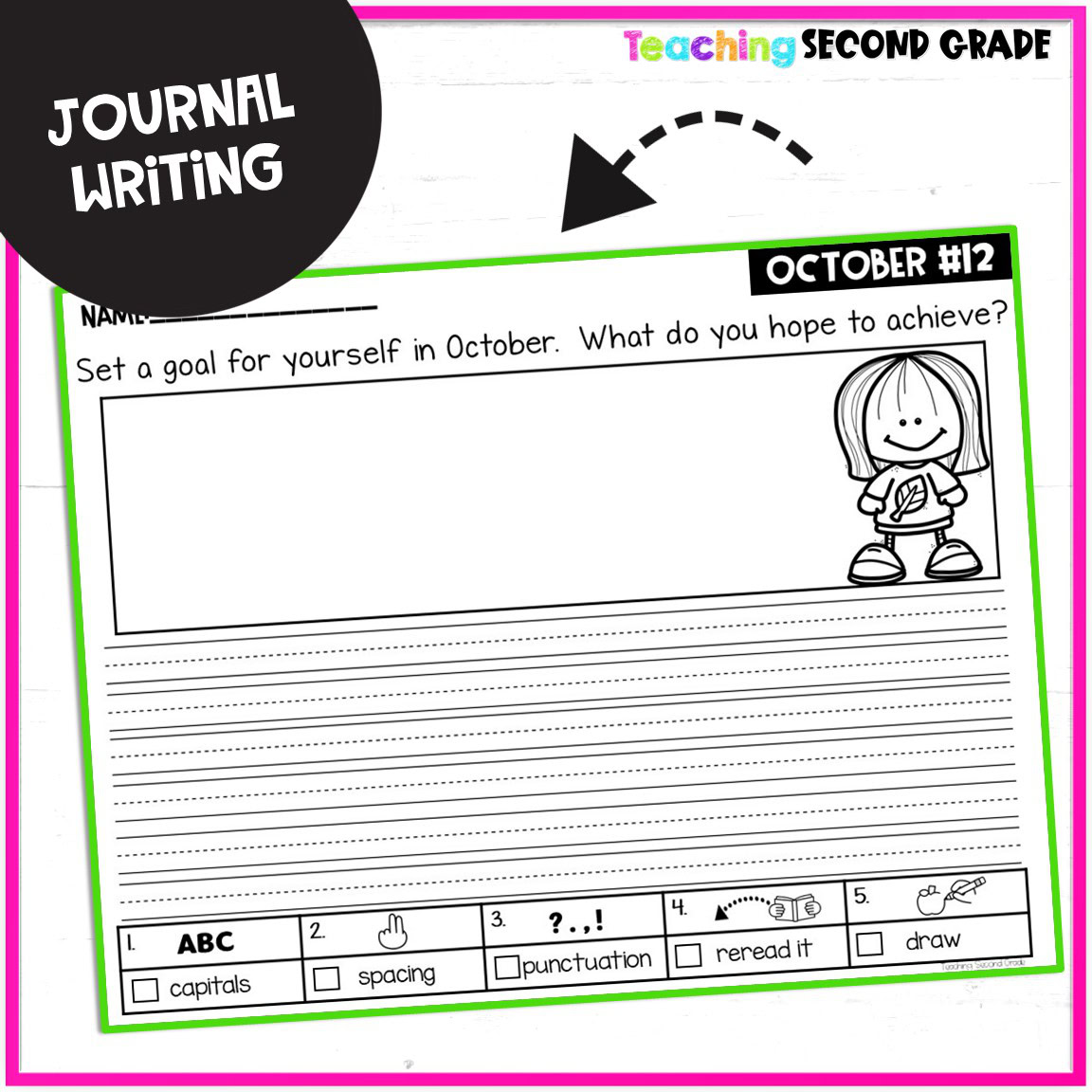 October Daily Journal Writing Prompts for 1st 2nd Grade - Teaching ...