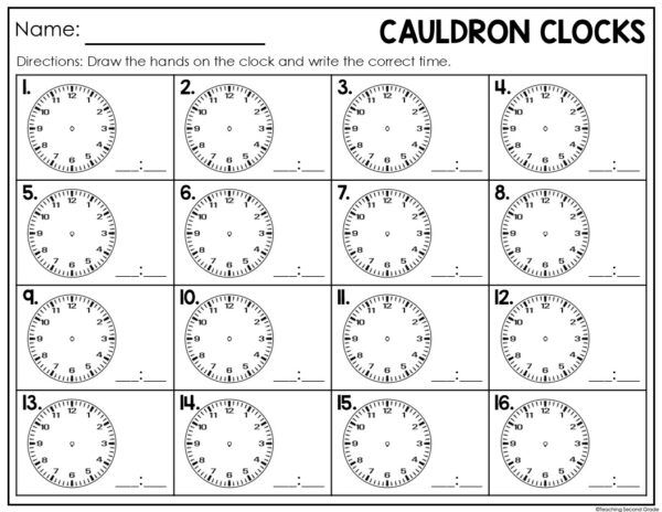 Halloween Telling Time to Nearest 5 Minutes Math Center 1st 2nd Grade ...