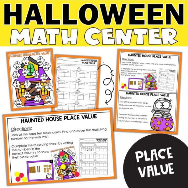Halloween Place Value Math Center 1st 2nd Grade - 2 and 3 Digit Place ...