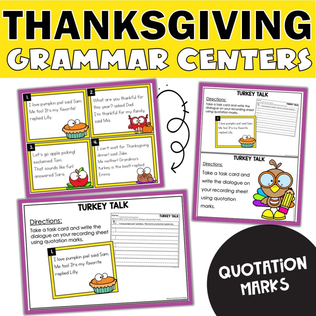 Thanksgiving Quotation Marks Grammar Center for 2nd and 3rd Grade ...