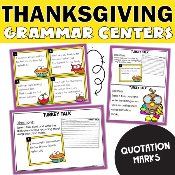 Thanksgiving Quotation Marks Grammar Center for 2nd and 3rd Grade ...