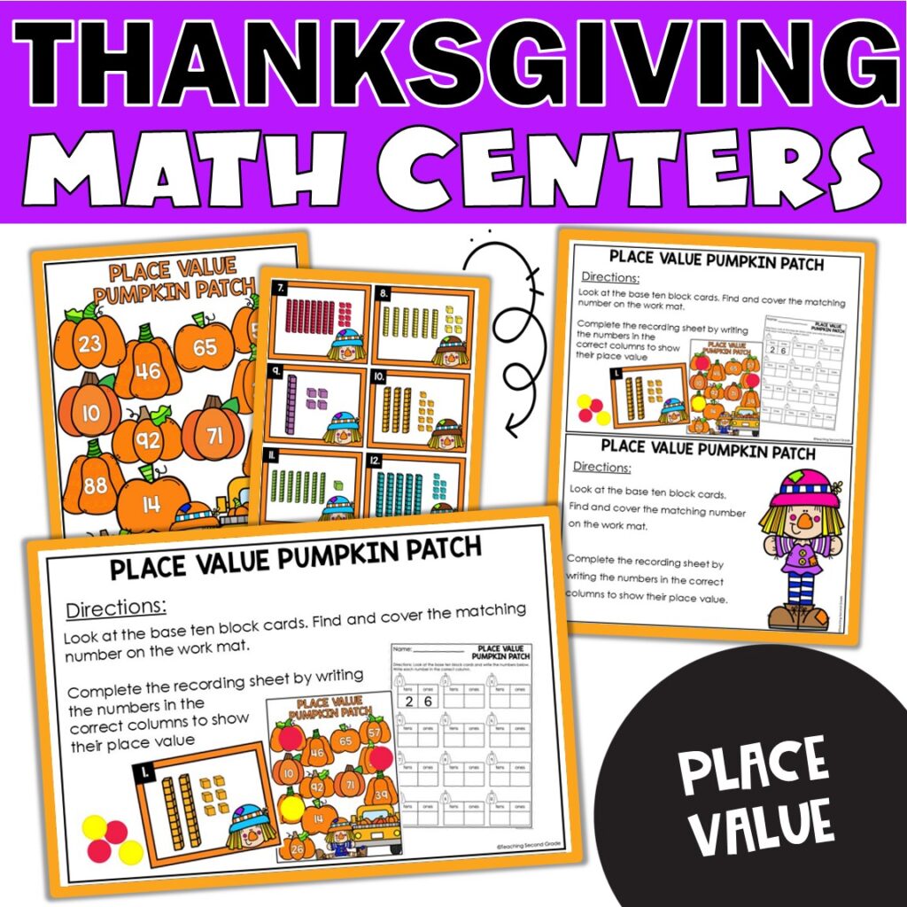 Thanksgiving Place Value Math Center for 1st and 2nd Grade | Activity ...