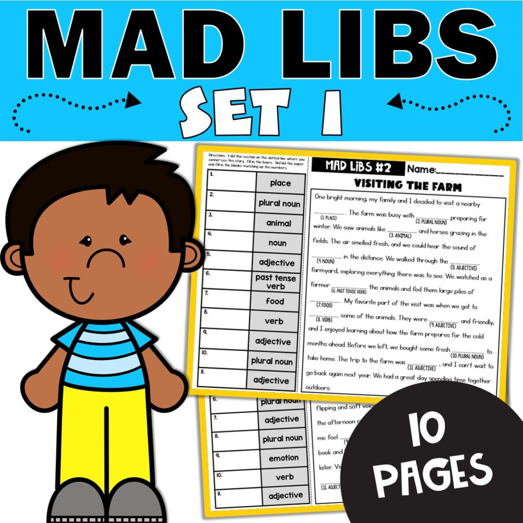 Mad Libs for 2nd and 3rd Grade – Fun Grammar Practice ELA Parts of ...
