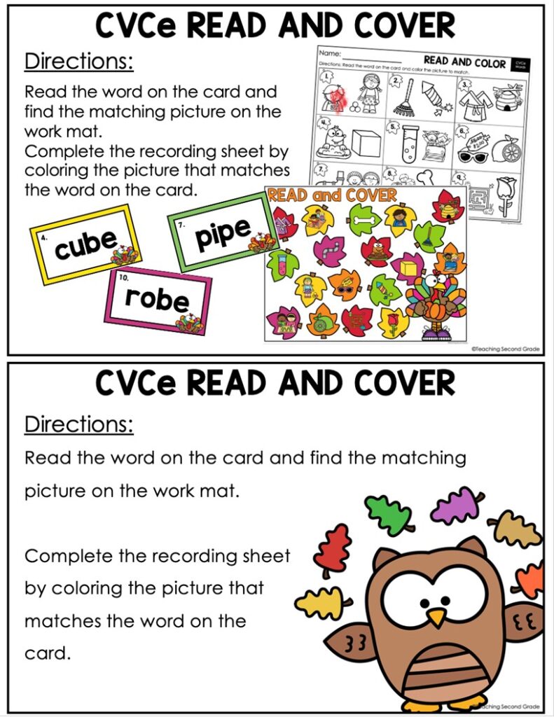 CVCe Words Read and Cover for 1st and 2nd Grade - Easy Print Phonics ...