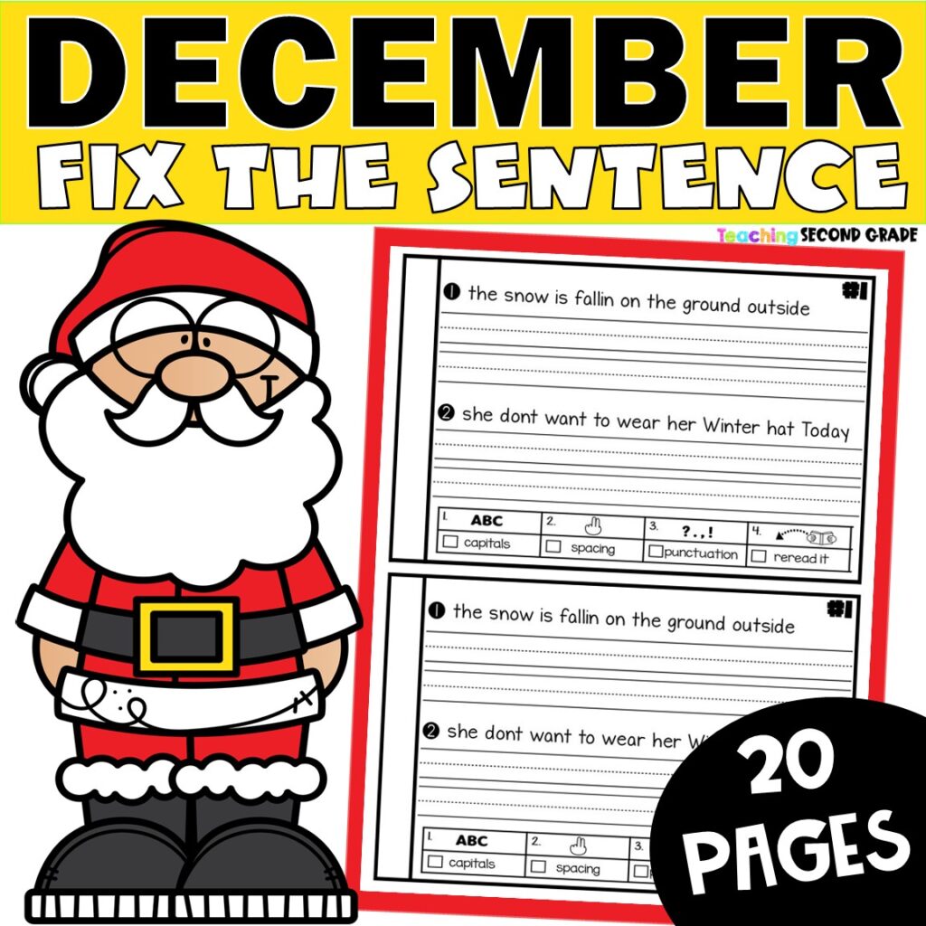 December Fix the Sentence Worksheets, Sentence Editing, Daily Oral ...