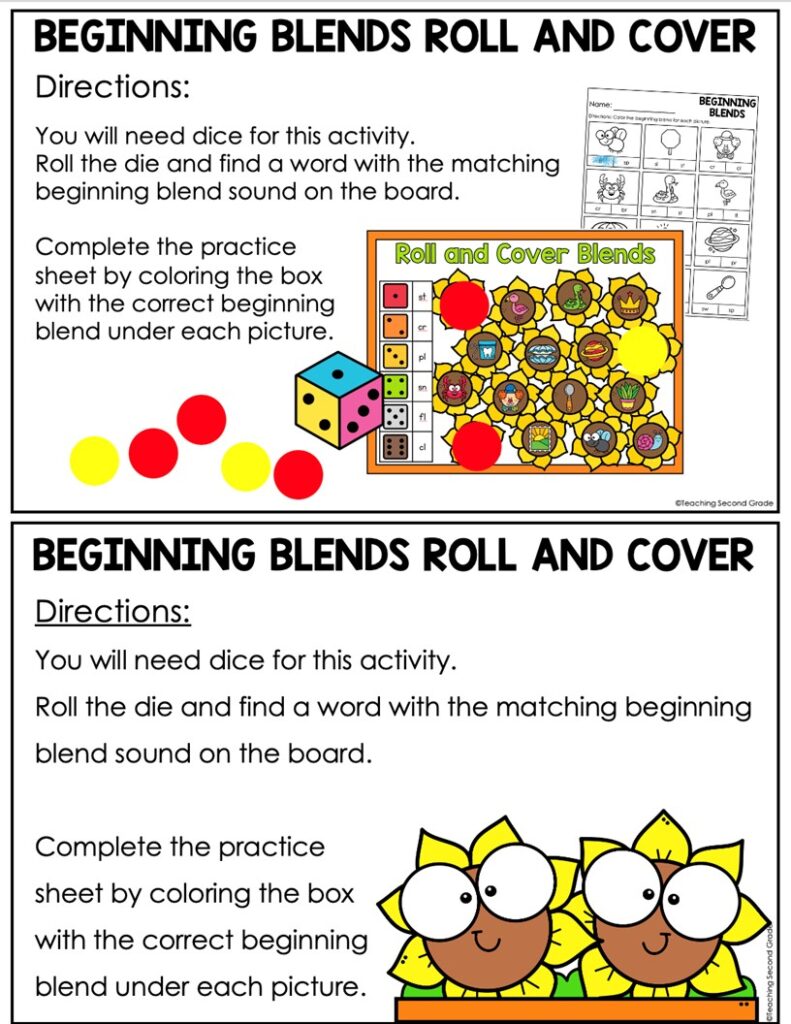 Thanksgiving Blends Roll and Cover 1st and 2nd Grade Phonics Practice ...